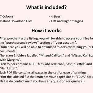 Missed Call Log Printable Phone Messages Phone Calls to Make PDF A4 A5 ...