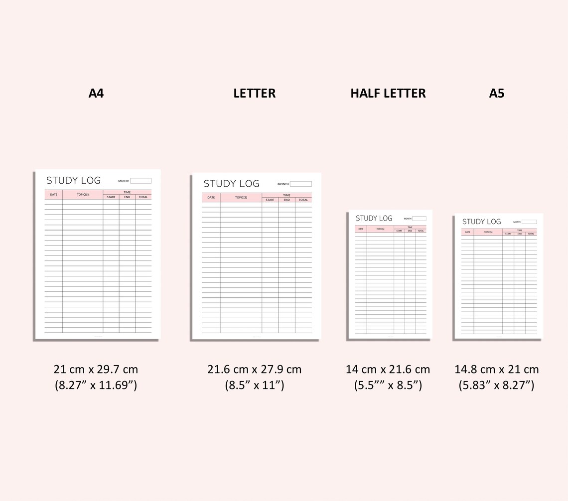 Study Log Printable - Study Hours Tracker - Revision Log - Hours Spent ...