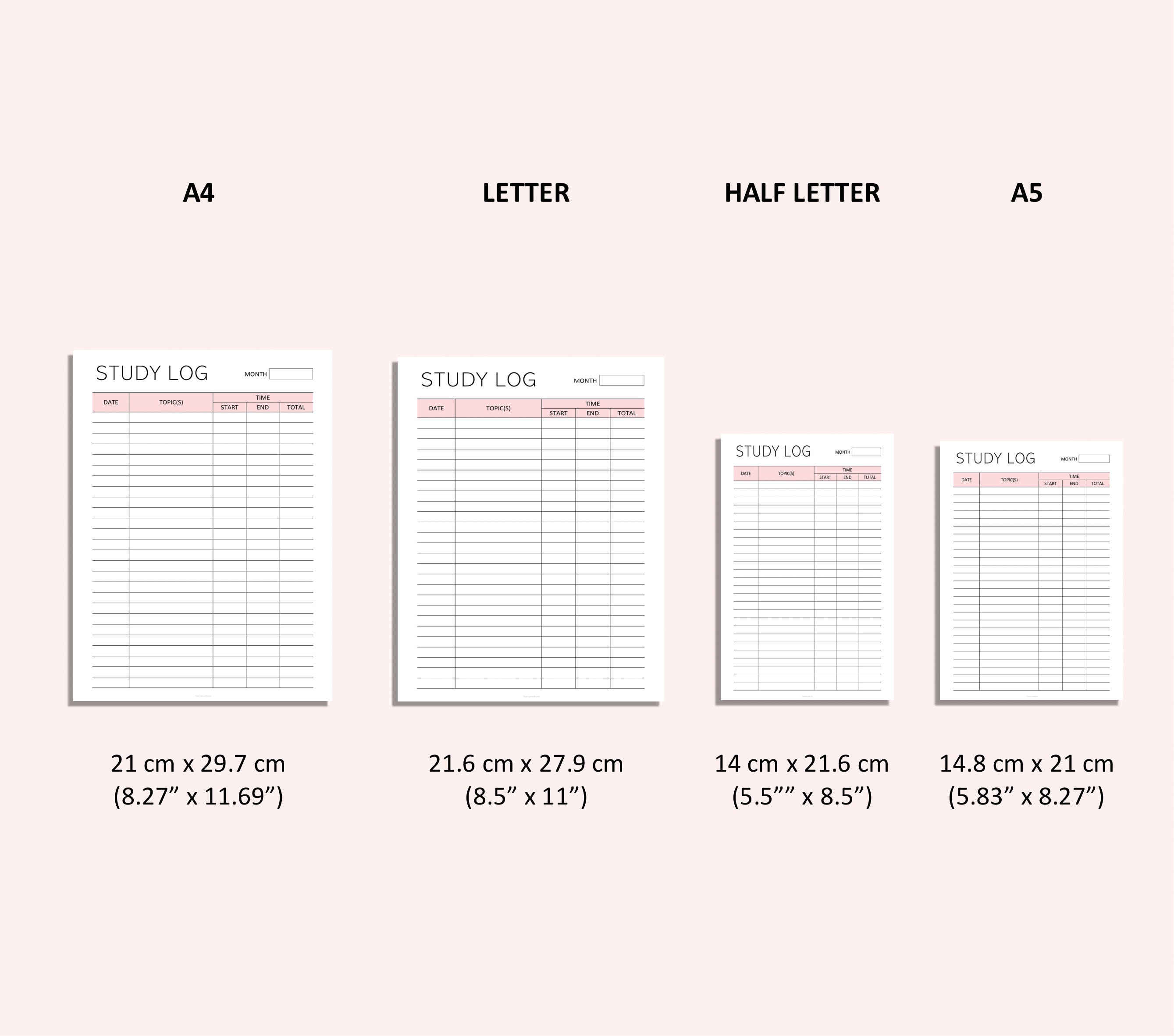 Study Log Printable - Study Hours Tracker - Revision Log - Hours Spent ...