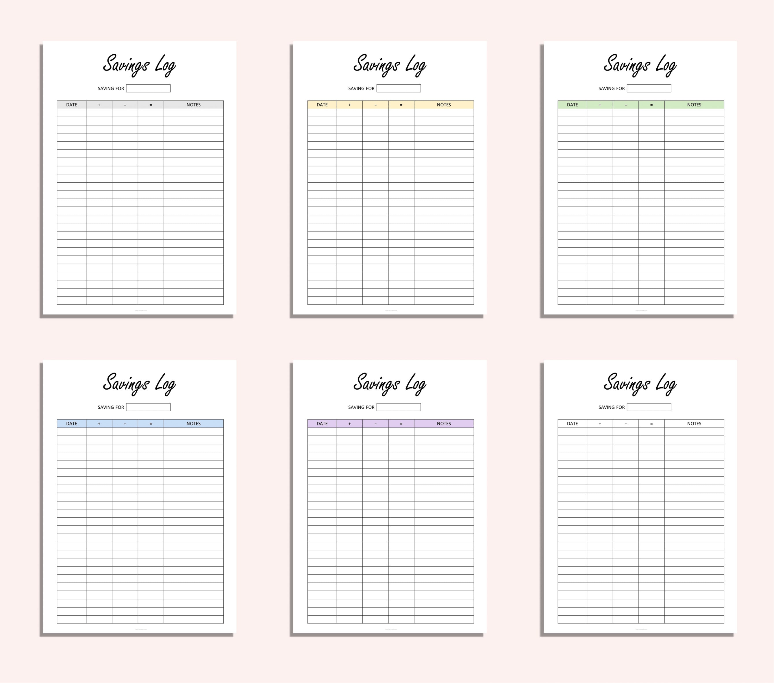 Savings Log Printable Savings Tracker Savings Goal - Etsy