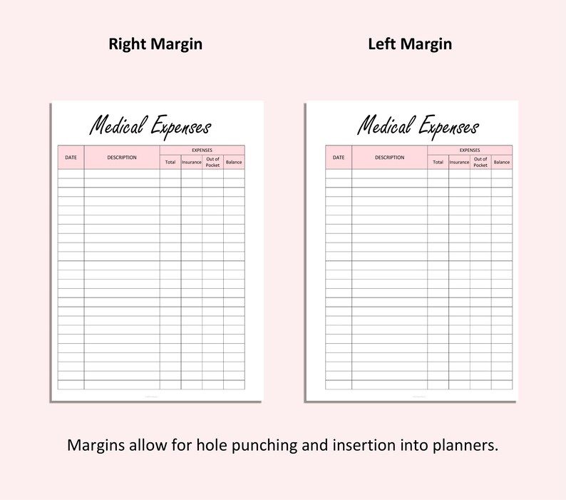 Medical Expenses Tracker Printable Medical Bills Log | Etsy