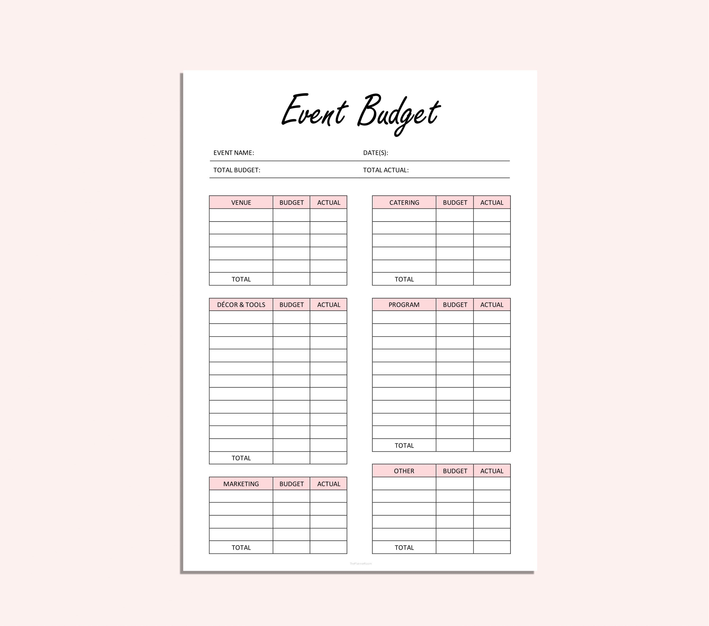 Event Budget Printable - Event Planning - Event Expenses Tracker - PDF ...
