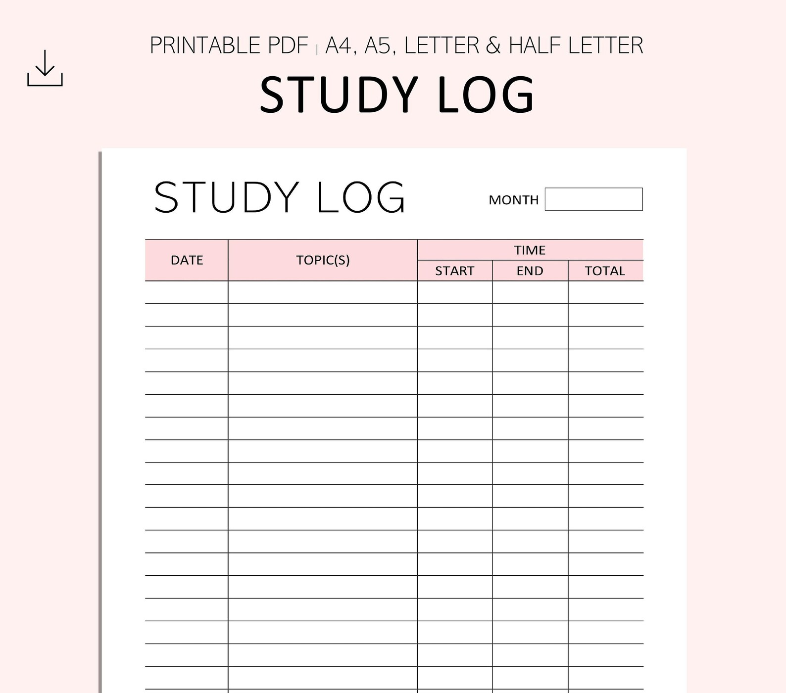 Study Log Printable - Study Hours Tracker - Revision Log - Hours Spent ...