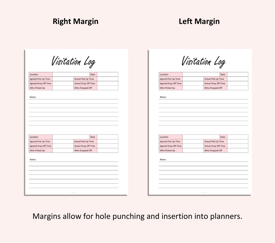 Visitation Log Printable - Child Care Log - Child Visits Tracker ...