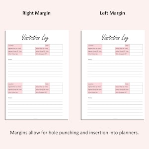Visitation Log Printable - Child Care Log - Child Visits Tracker ...