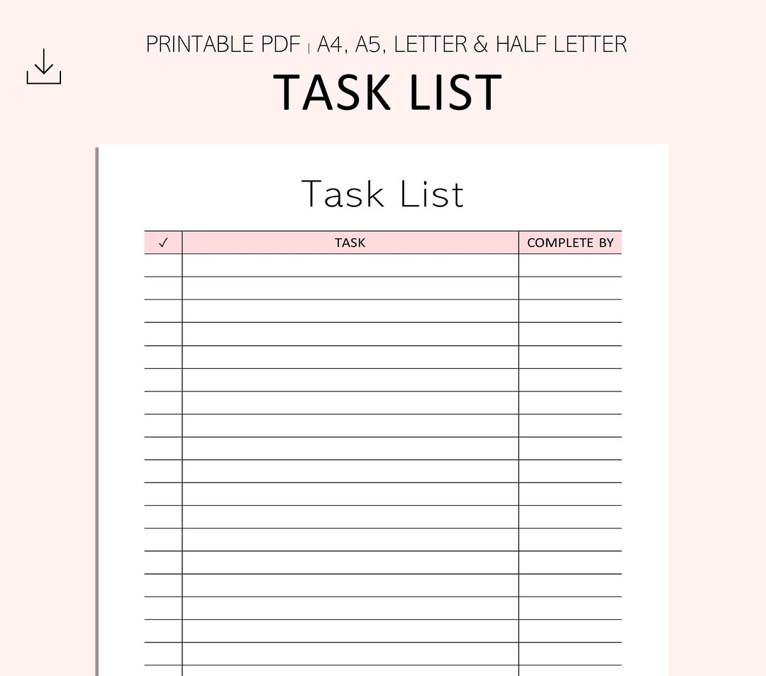 Task List Printable Task Tracker Task Checklist Office - Etsy