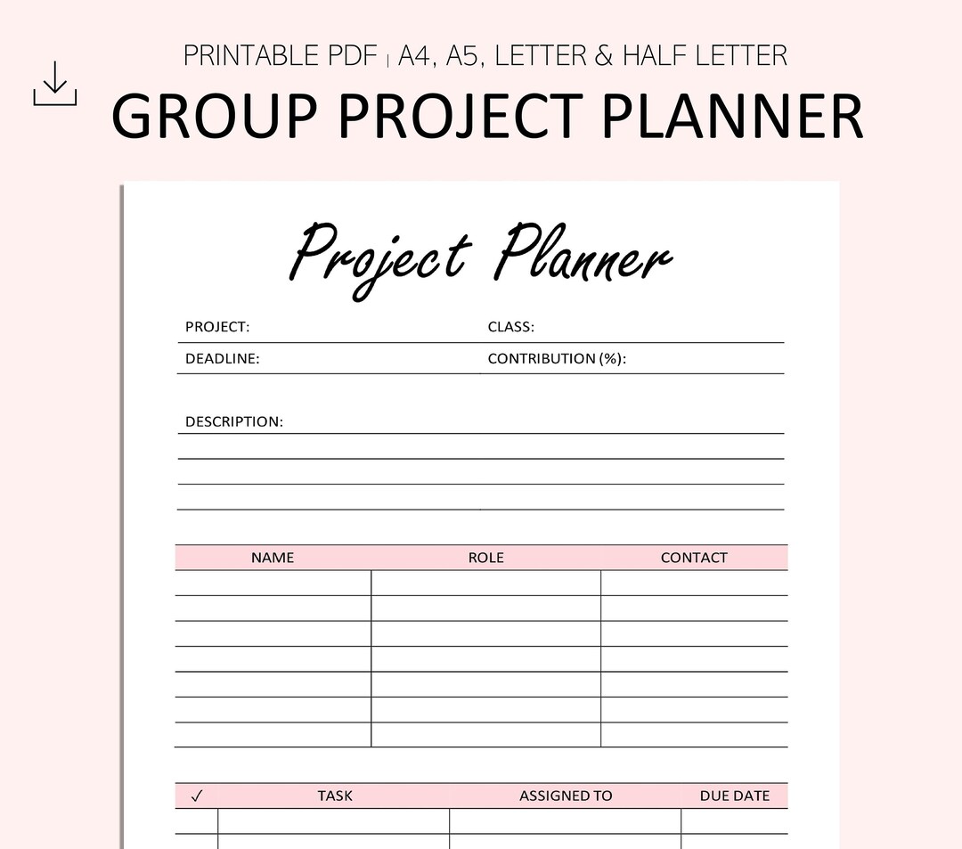 Student Group Project Planner Printable Class Project - Etsy