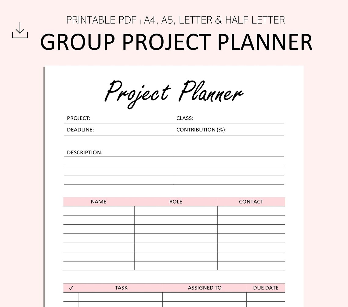 Student Group Project Planner Printable Class Project - Etsy