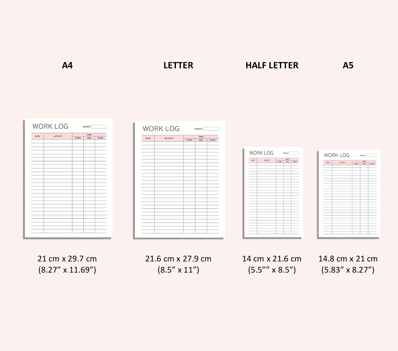 Work Log Printable Time Spent Tracker Time Log Working - Etsy Canada