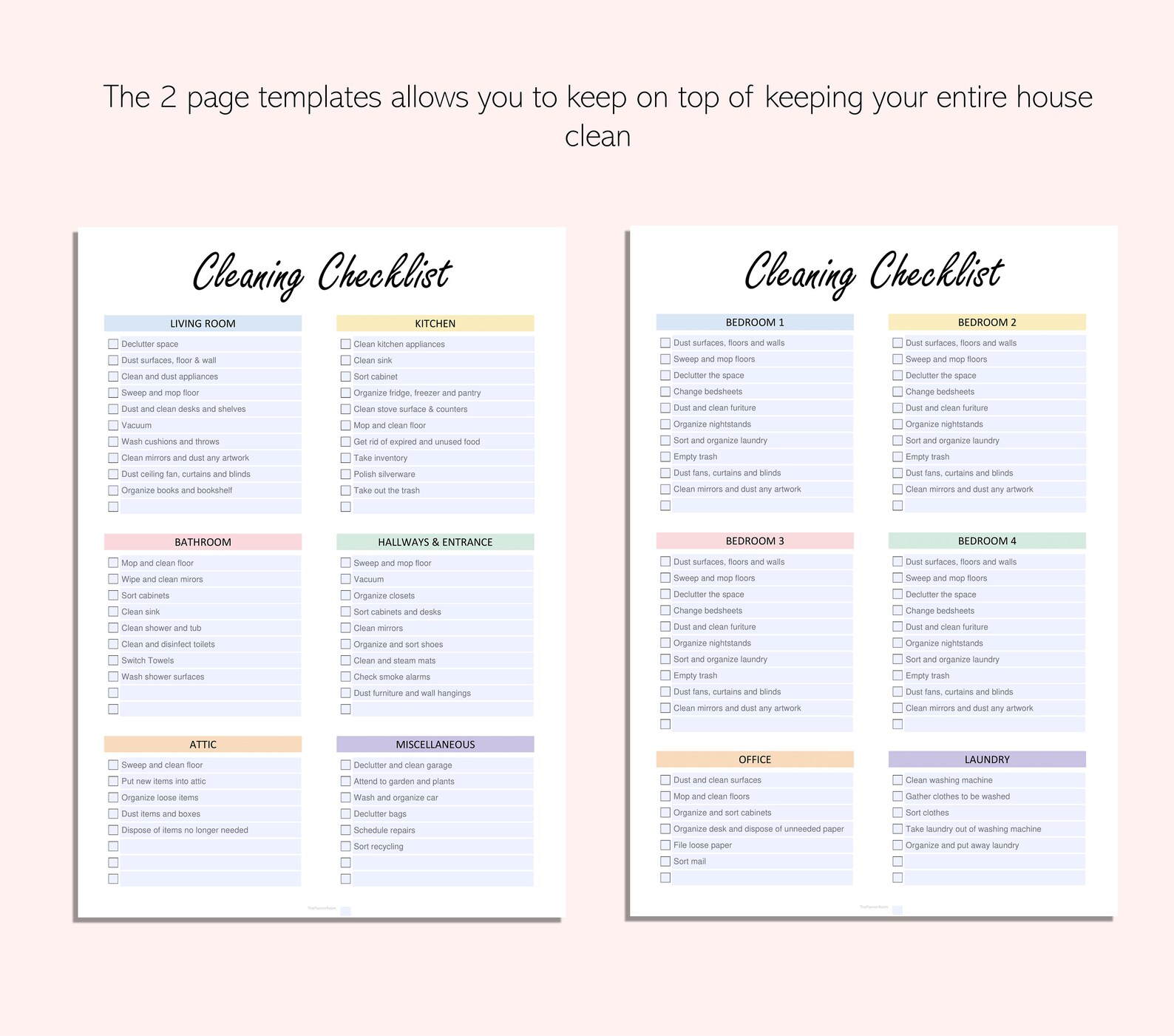 Editable Cleaning Checklist Cleaning Planner Cleaning Checklist ...