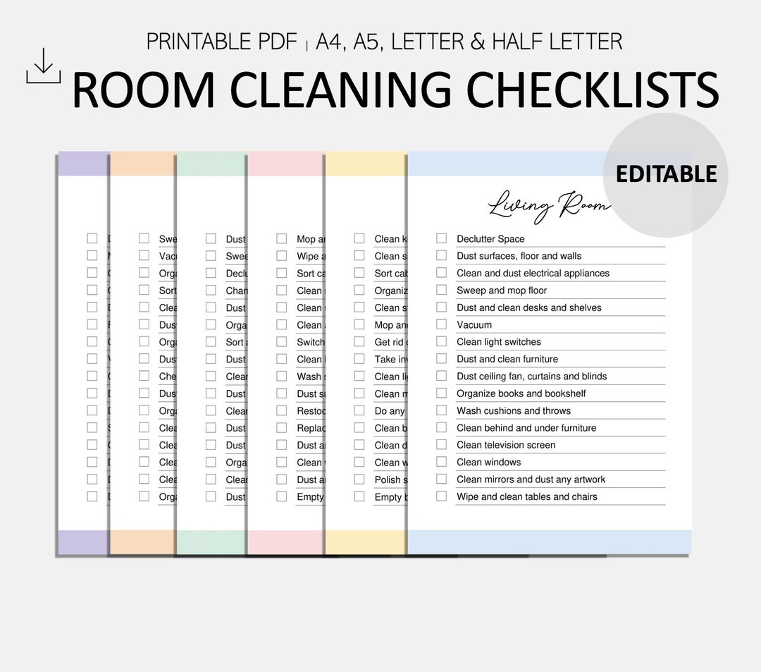 Editable Room Cleaning Checklist - Room Cleaning Printable - Cleaning ...