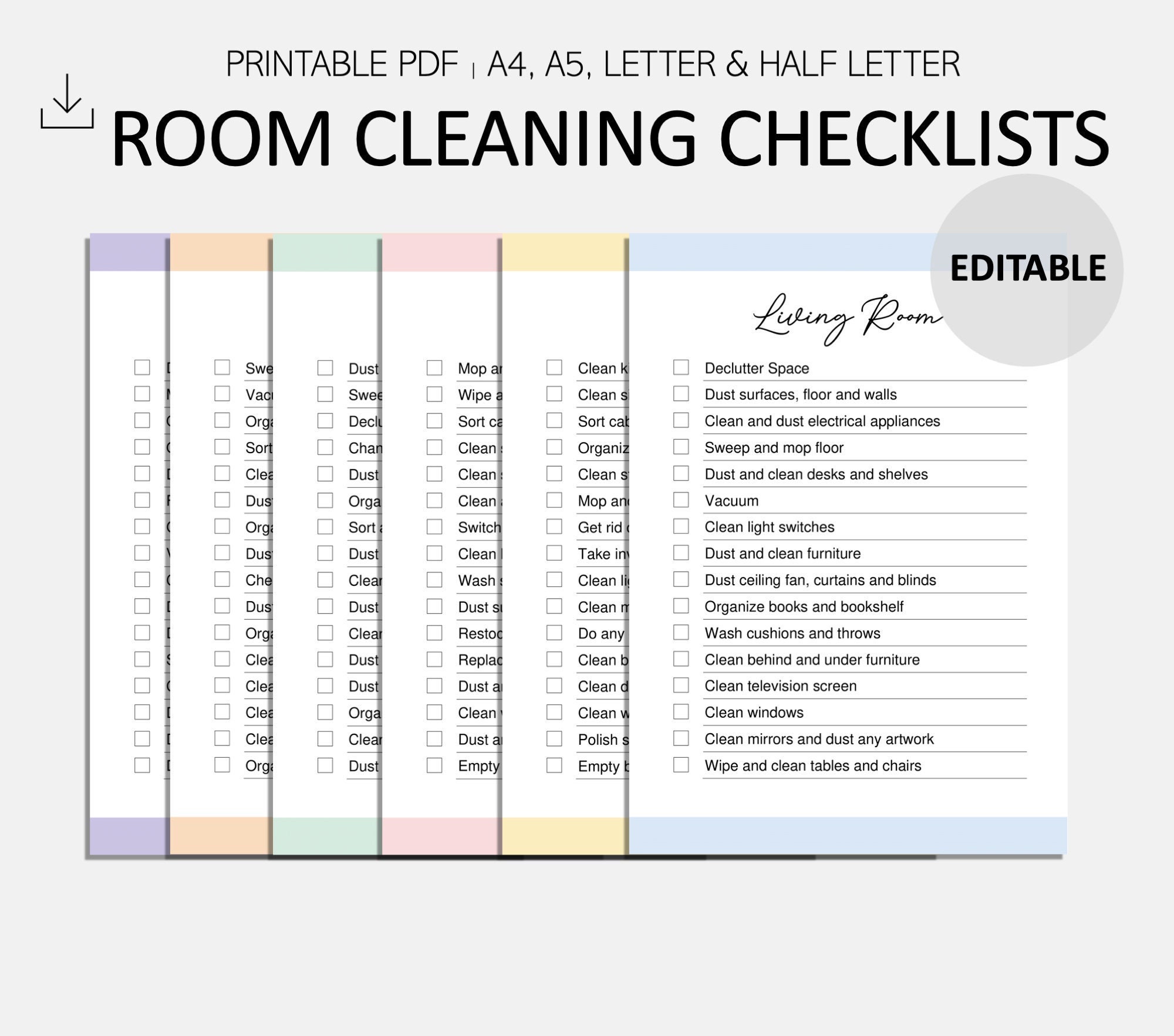 Editable Room Cleaning Checklist - Room Cleaning Printable - Cleaning ...