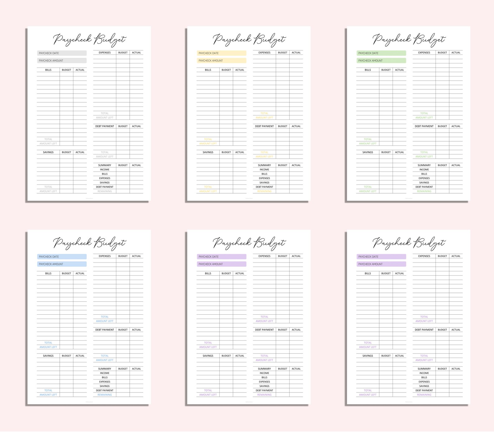 Paycheck Budget Paycheck Expense Tracker Paycheck - Etsy