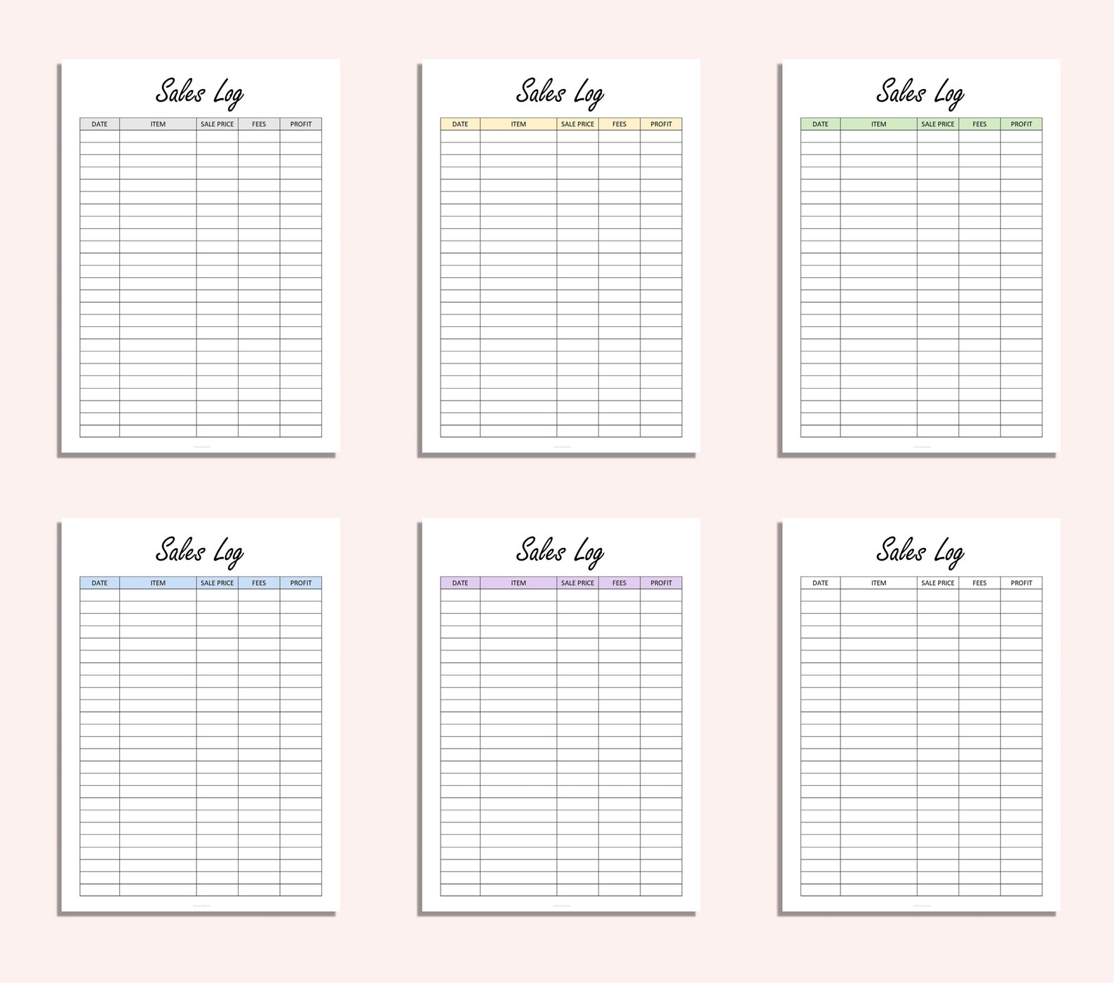 Sales Log Printable Sale Recorder Sale Profits Tracker Orders Log ...