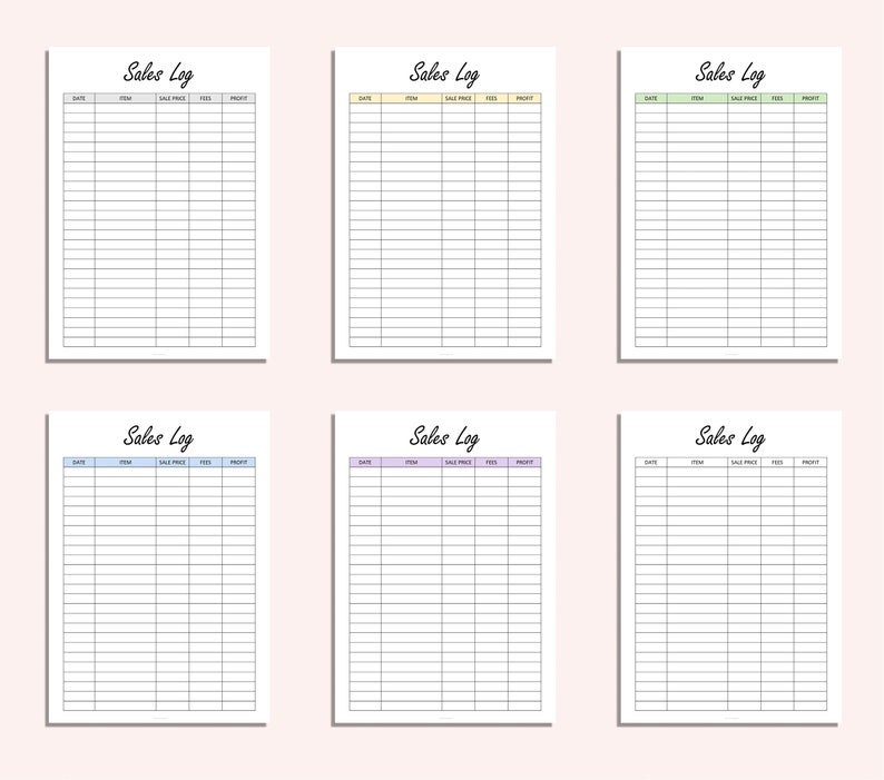 Sales Log Printable Sale Recorder Sale Profits Tracker - Etsy