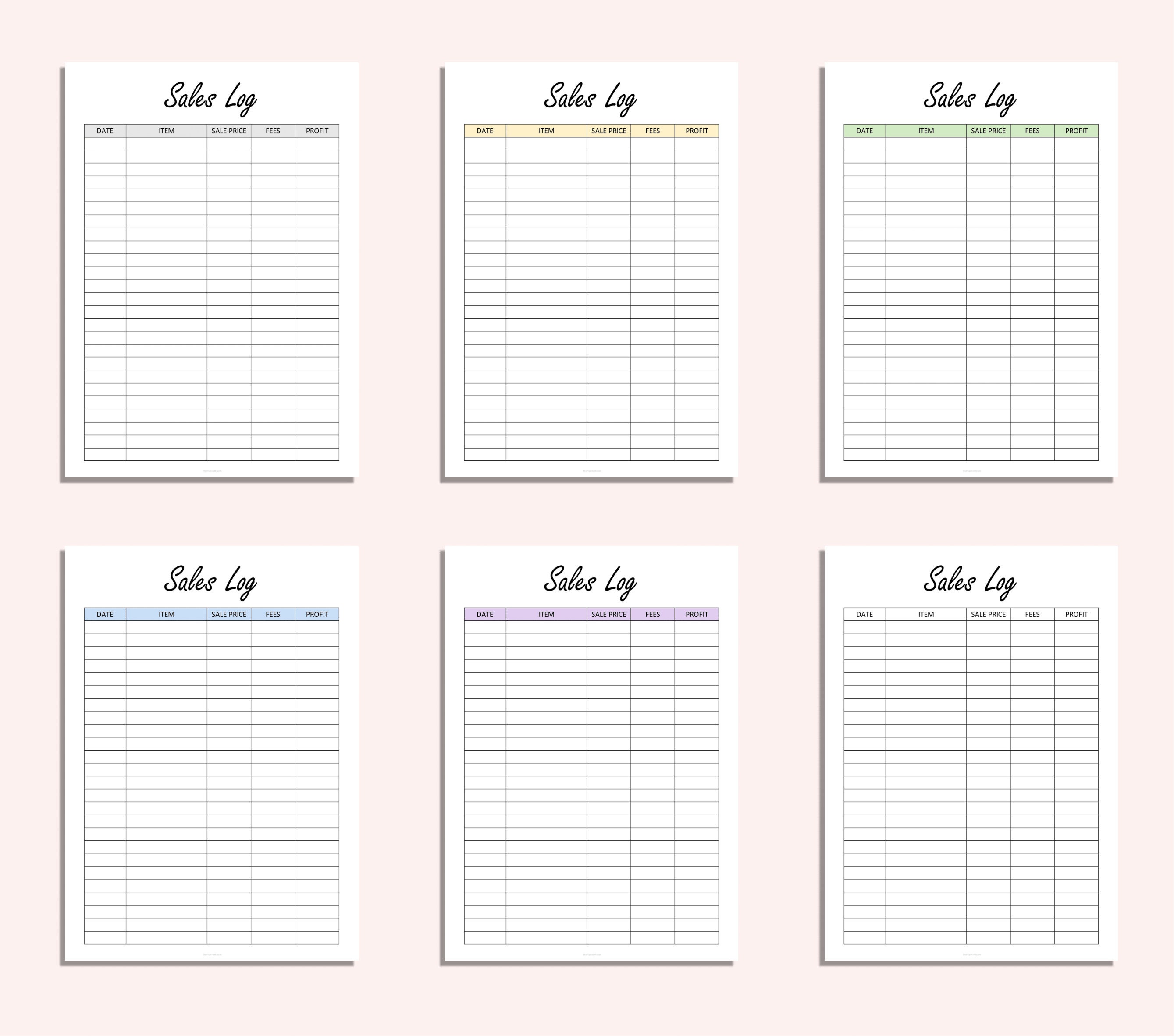 Sales Log Printable Sale Recorder Sale Profits Tracker - Etsy