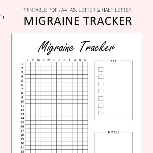 Migraine Tracker Printable Migraine Log Headache Tracker - Etsy