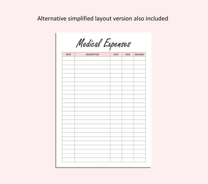 Medical Expenses Tracker Printable Medical Bills Log Hospital Bills PDF ...