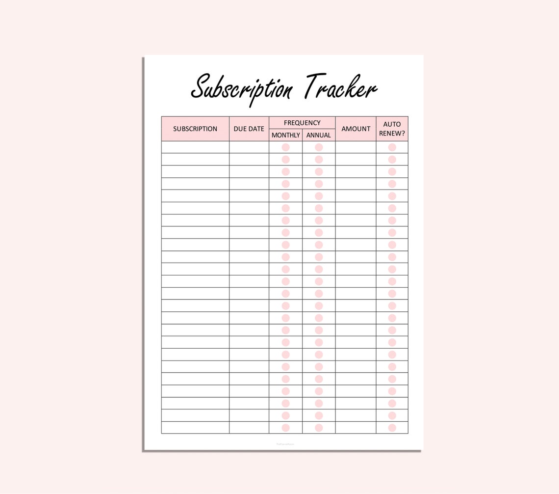 Subscription Tracker Template Excel Subscription Tracker Template Excel