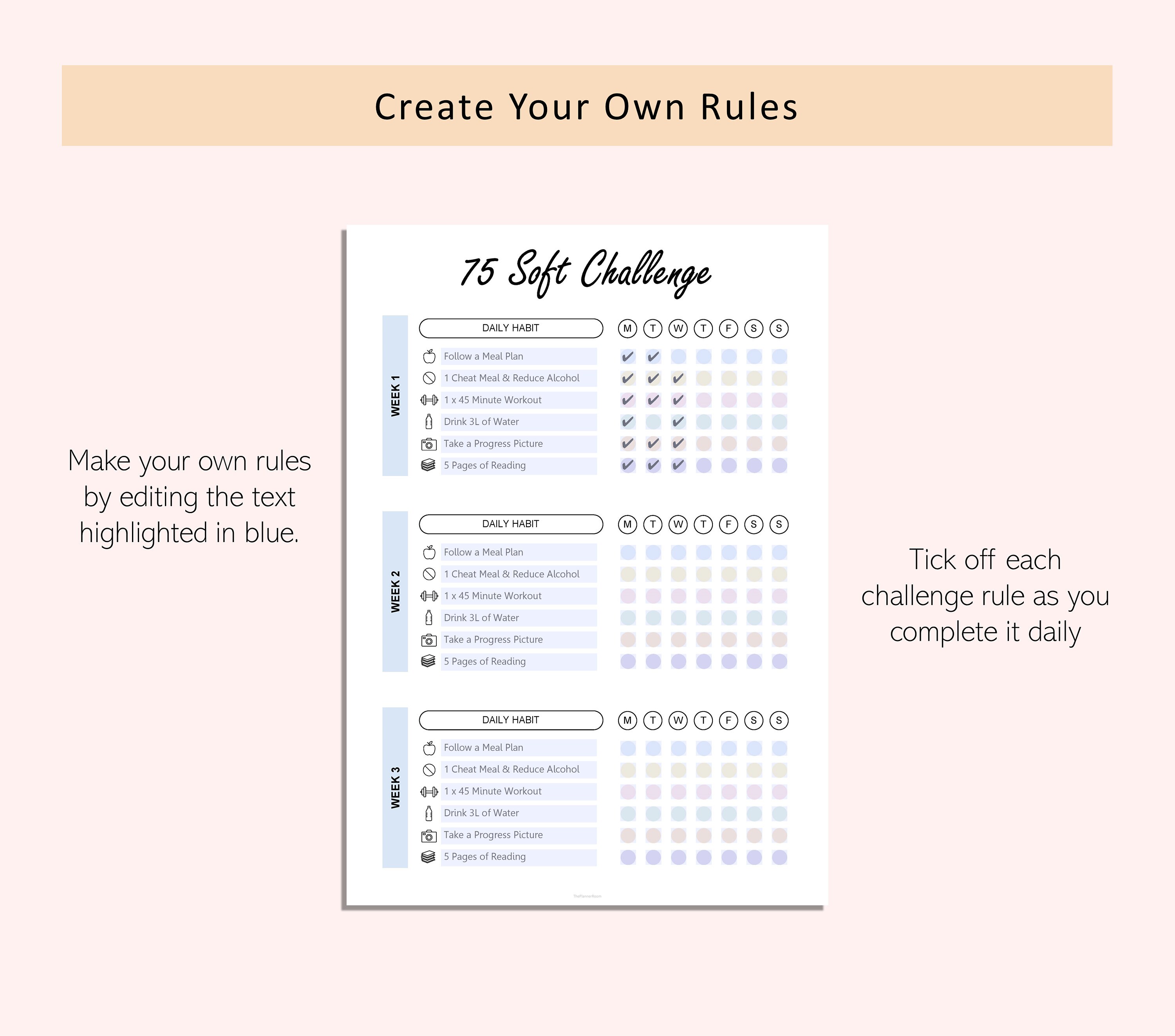 Editable 75 Soft Challenge Printable Set - 75 Soft Tracker - 75 Soft ...