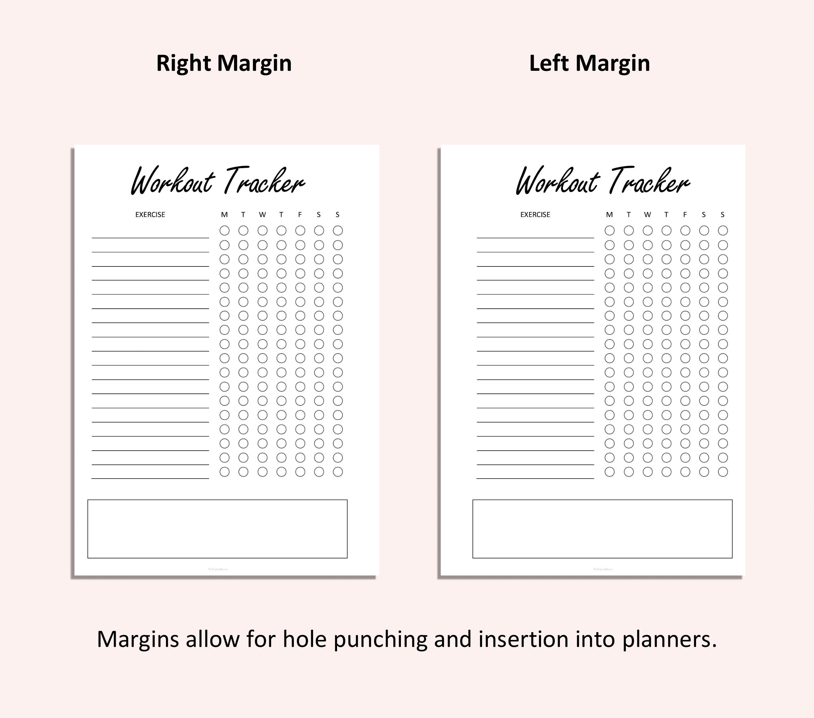 Workout Tracker Weekly Workout Printable Exercise Checklist Fitness ...