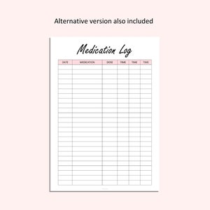 Medication Log Printable Medicine Taken Tracker PDF A4 A5 Letter Half ...