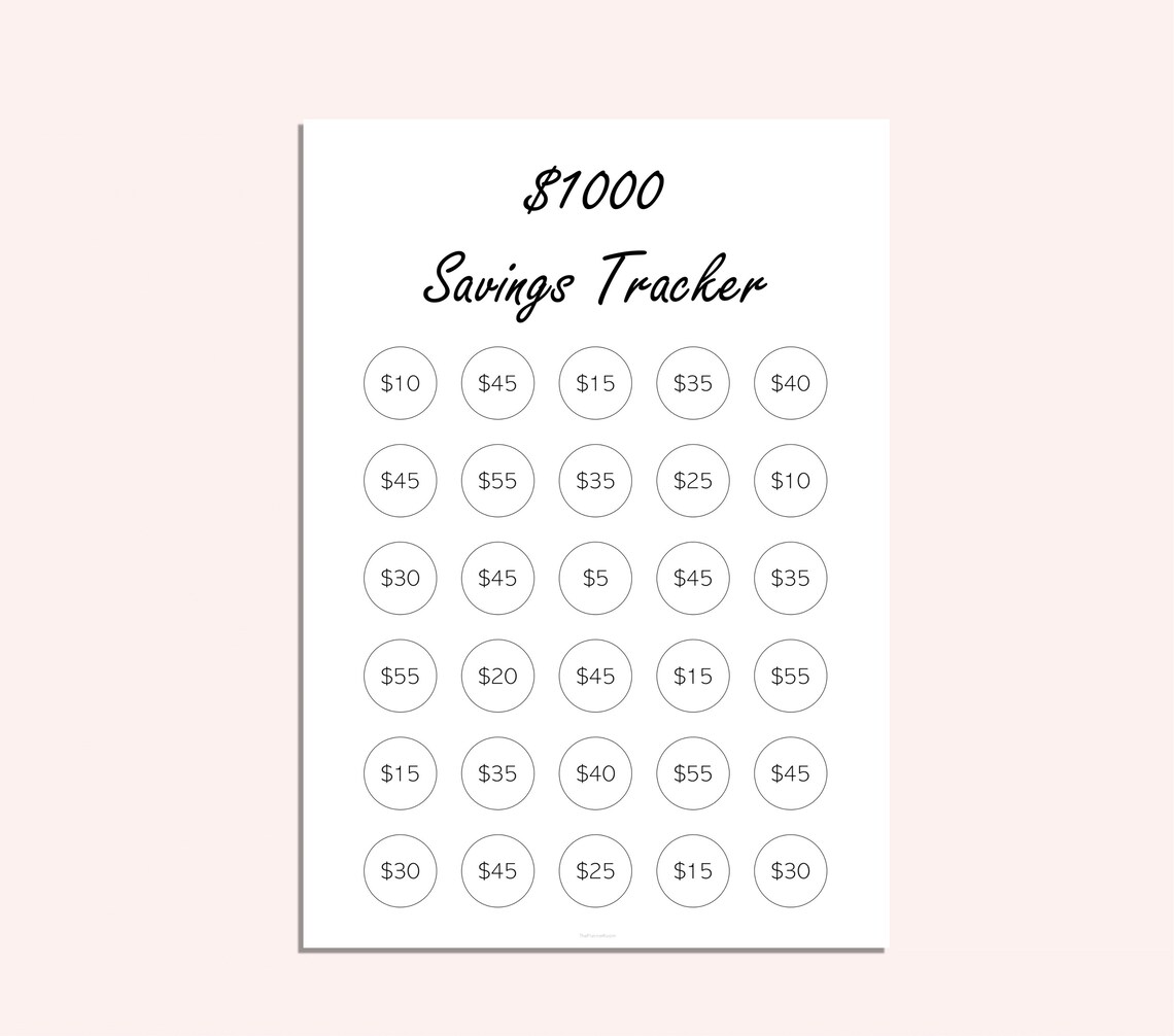 1000 Savings Tracker 1000 Savings Goal Printable 1000 - Etsy