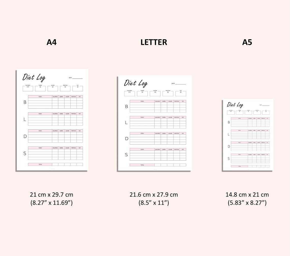 Diet Log Diet Tracker Printable Daily Food Journal Keto - Etsy