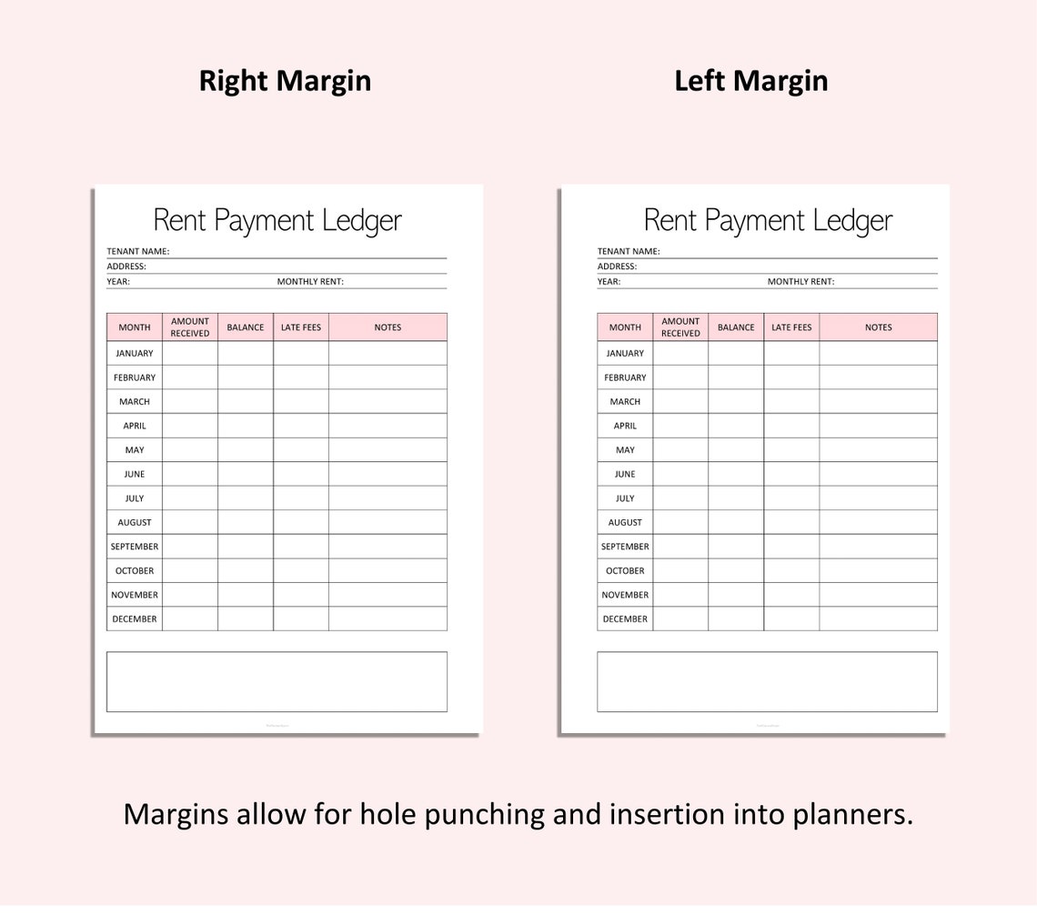 Rent Payment Ledger Printable - Tenant Payment Tracker - Rent Payment ...