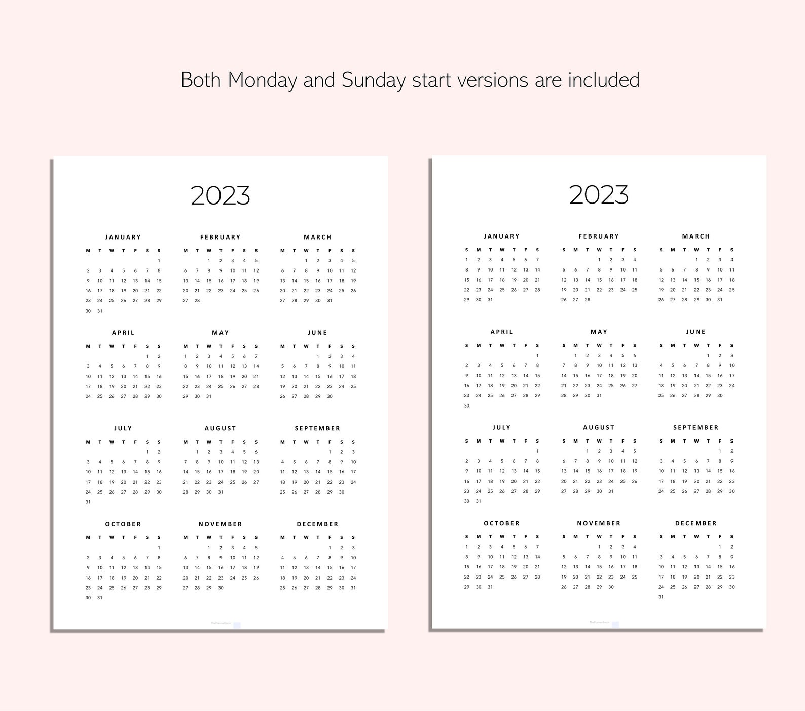 2023 Calendar Printable Year Calendar Minimalist Calendar Wall Calendar ...