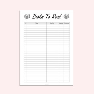 Books to Read List - Book Reading Tracker Printable - Book List ...