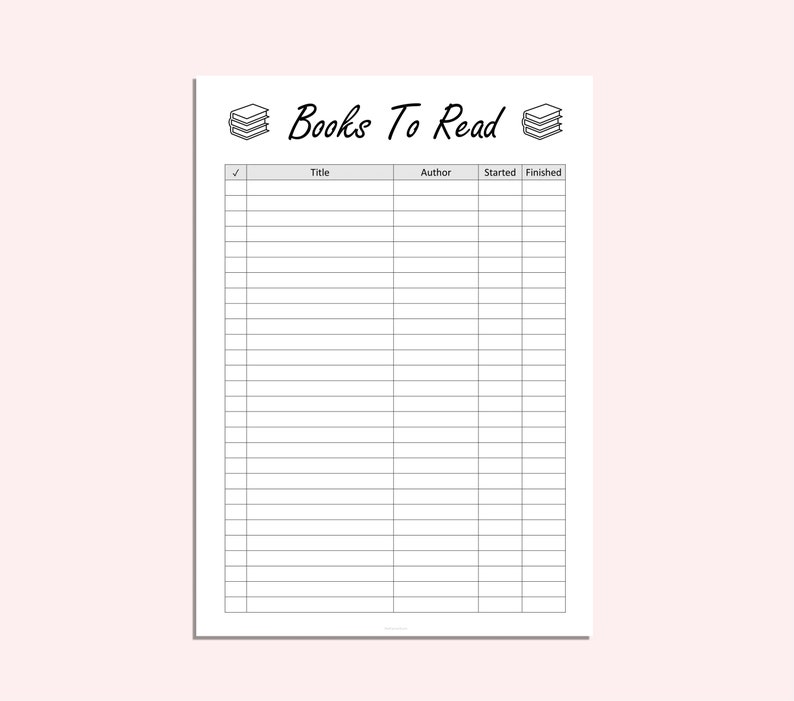 Books to Read List - Book Reading Tracker Printable - Book List ...