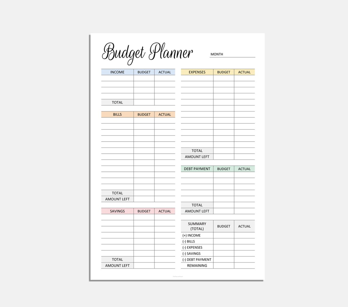 Editable Budget Planner Monthly Income and Expense Tracker - Etsy
