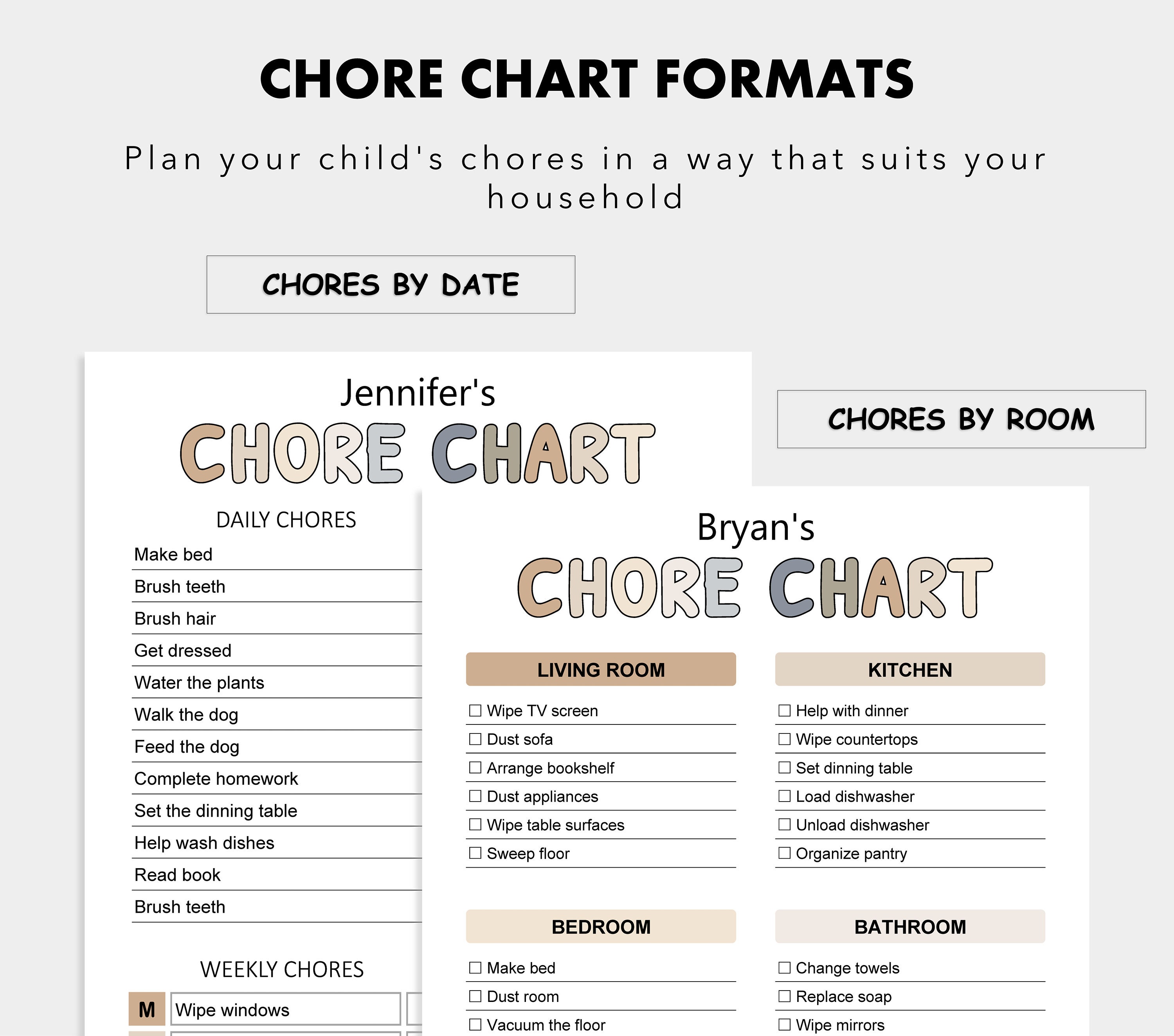 Editable Children's Chore Bundle Kids Chore Printables Chore Charts ...