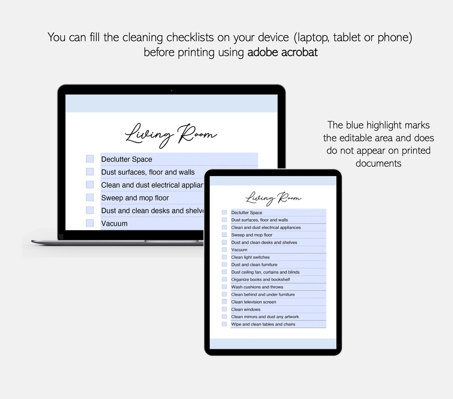 Editable Room Cleaning Checklist - Room Cleaning Printable - Cleaning ...