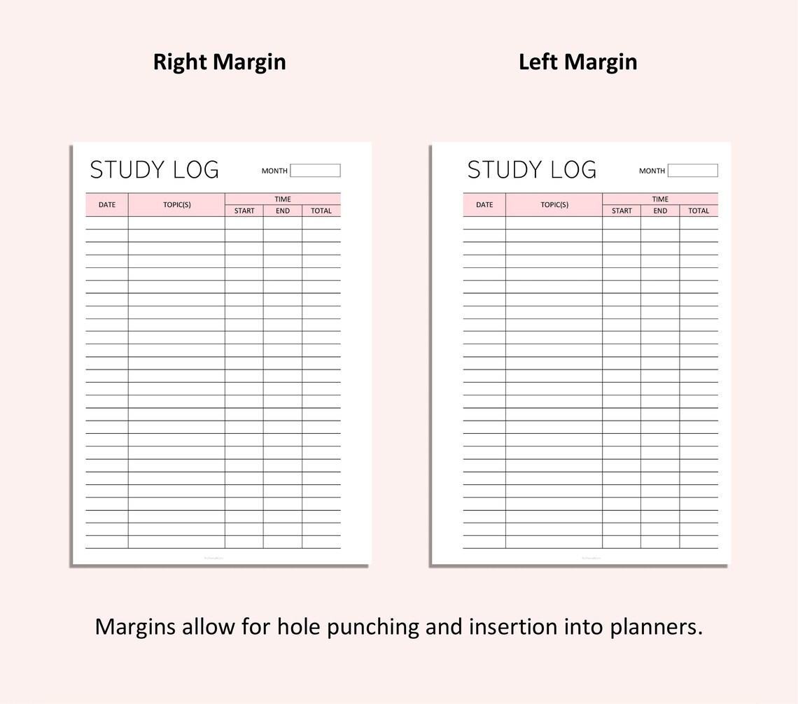 Study Log Printable - Study Hours Tracker - Revision Log - Hours Spent ...