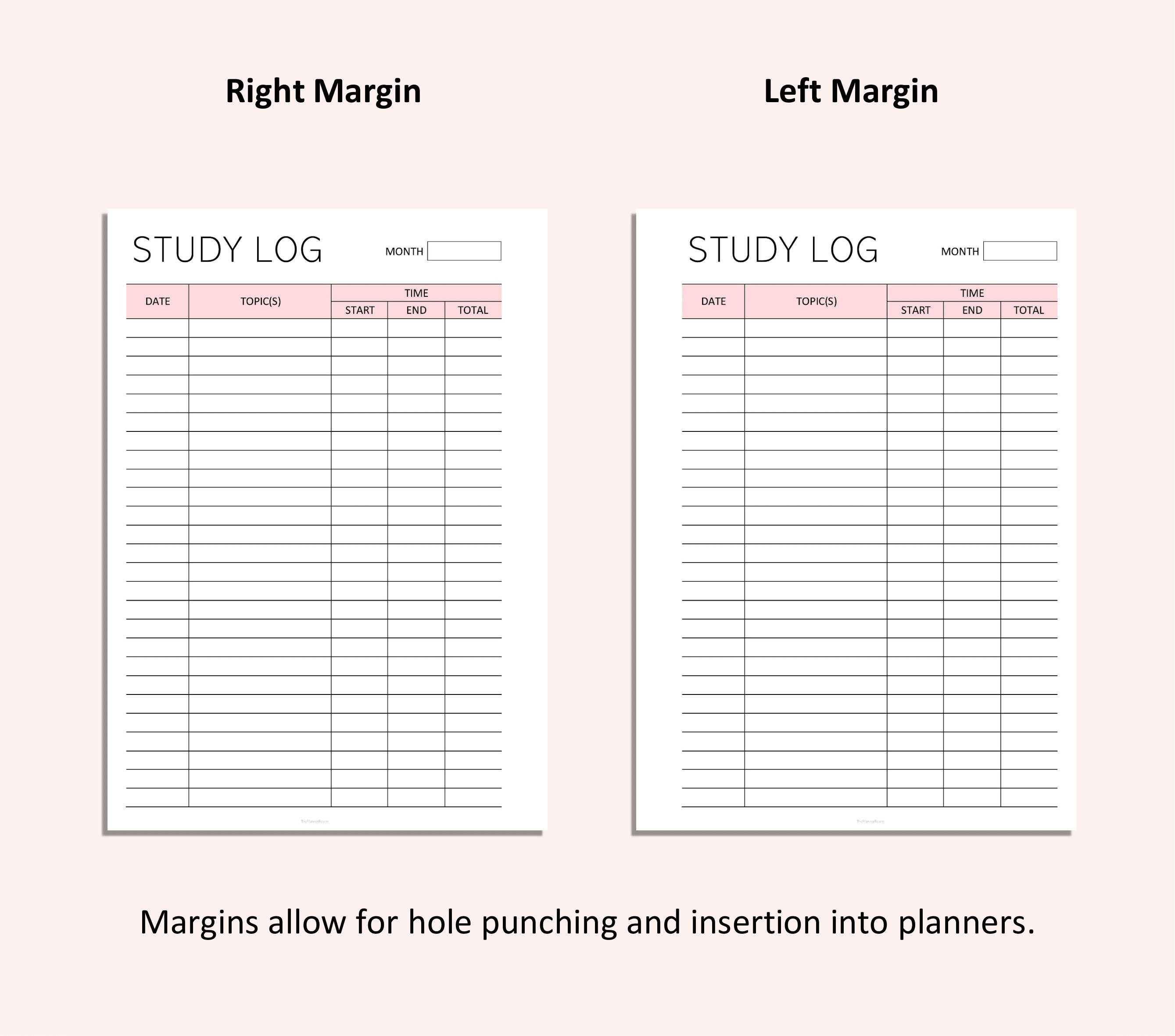Study Log Printable - Study Hours Tracker - Revision Log - Hours Spent ...