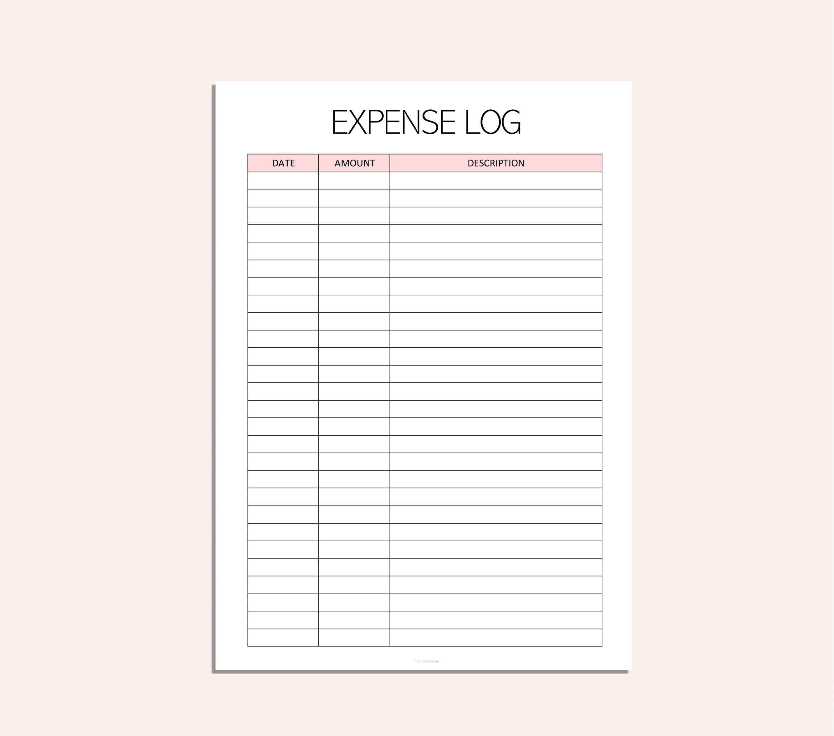 Expense Log Printable - Expense Tracker - Spending Sheet - Purchase Log ...