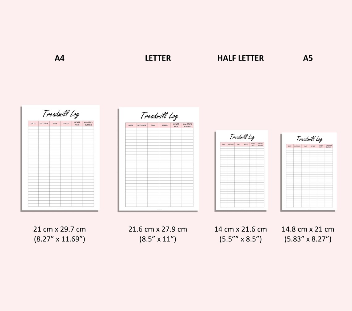 Treadmill Log Gym Tracker Printable Jogging Log Exercise | Etsy