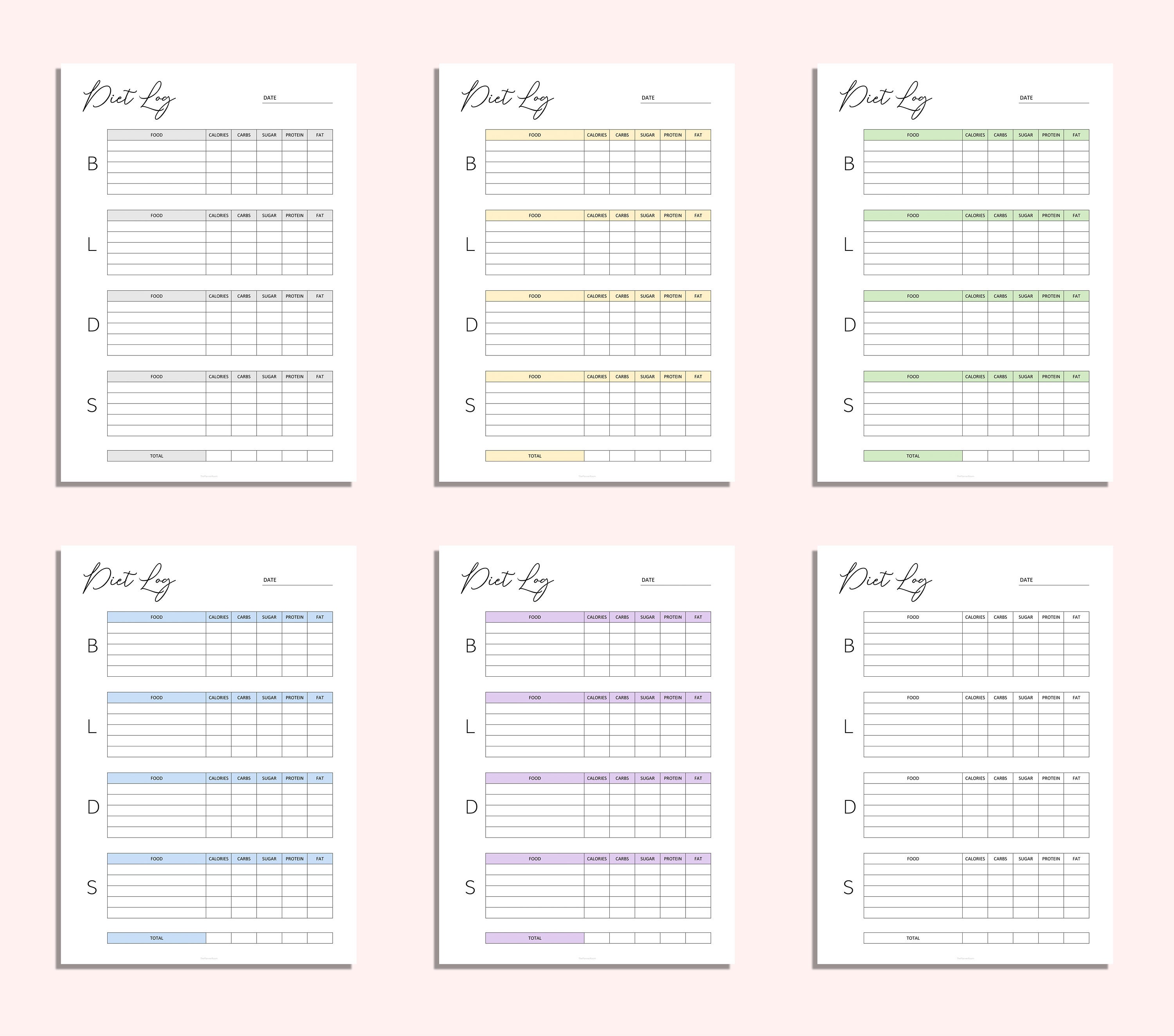 Diet Log Printable Food Journal Printable Food Diary Printable Food ...