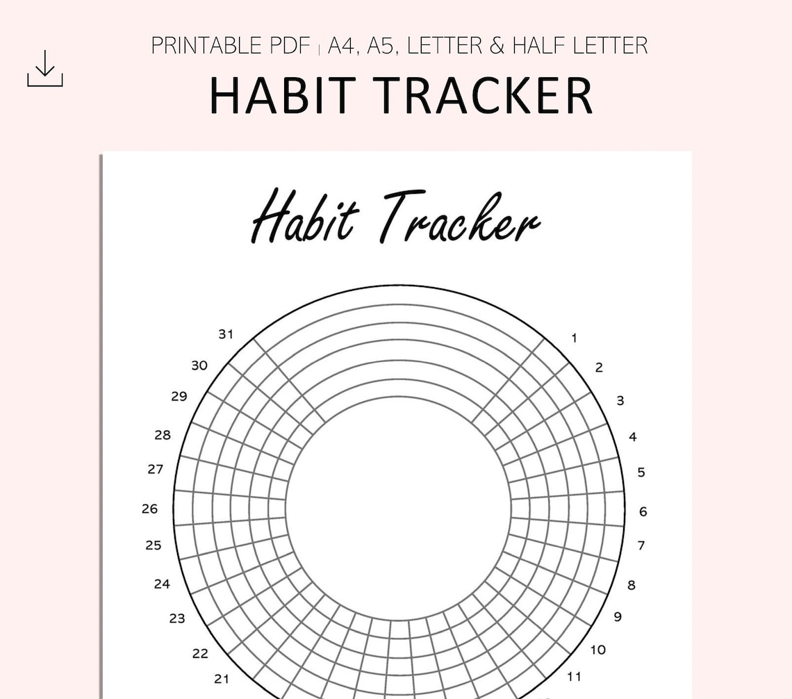 Habit Tracker Wheel Habit Printable 31 Day Tracker 31 - Etsy
