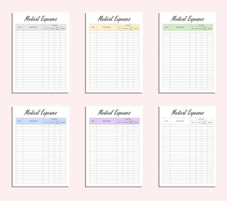 Medical Expenses Tracker Printable Medical Bills Log Hospital Bills PDF ...