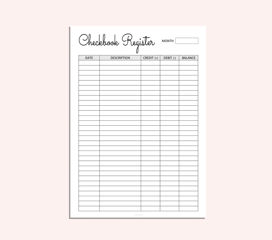 Checkbook Register Printable Check Register Pages - Etsy UK