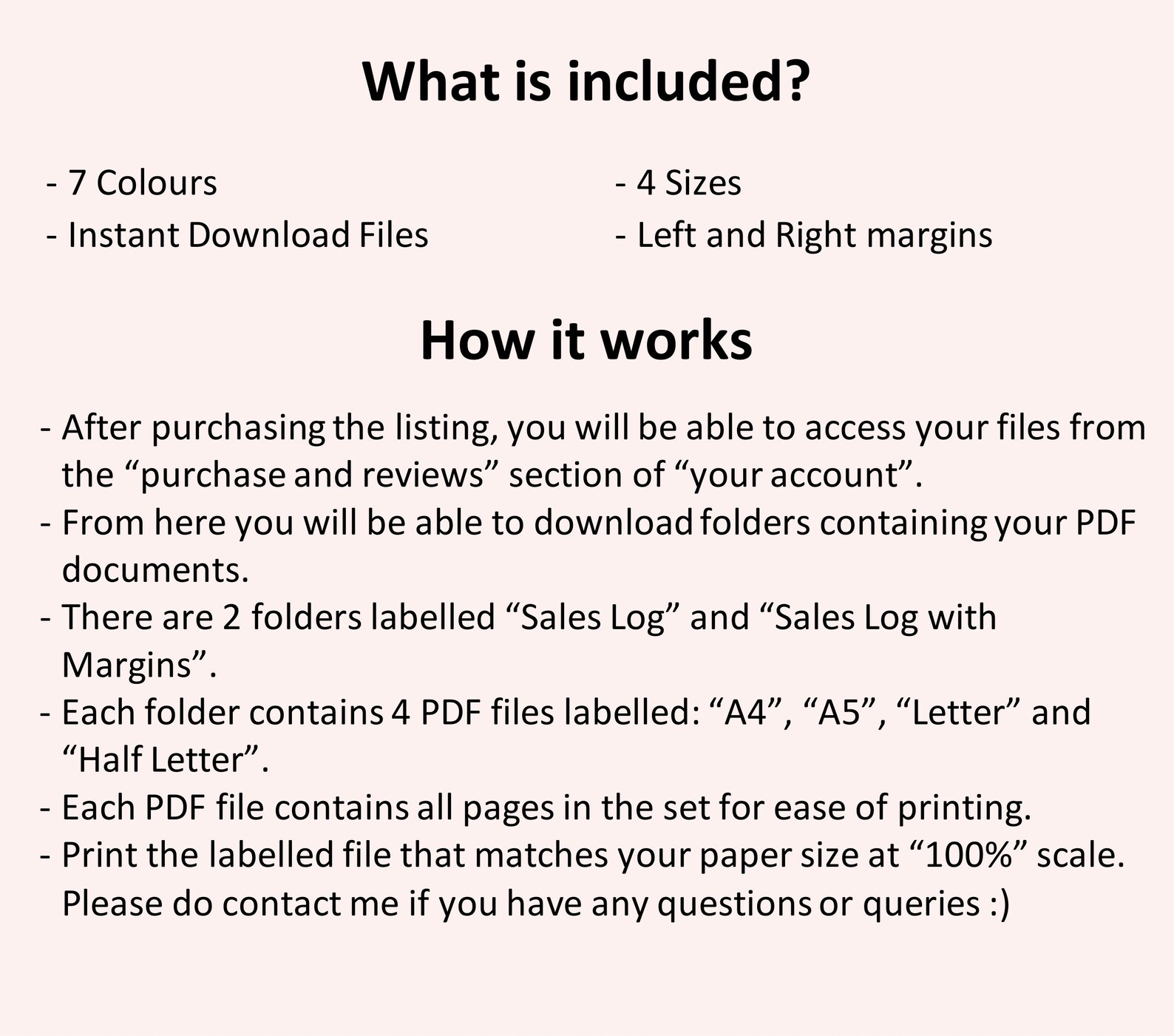 Sales Log Printable Sale Recorder Sale Profits Tracker Orders Log ...