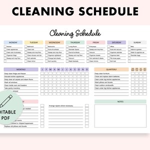 Editable Cleaning Schedule Cleaning Planner Printable Cleaning ...