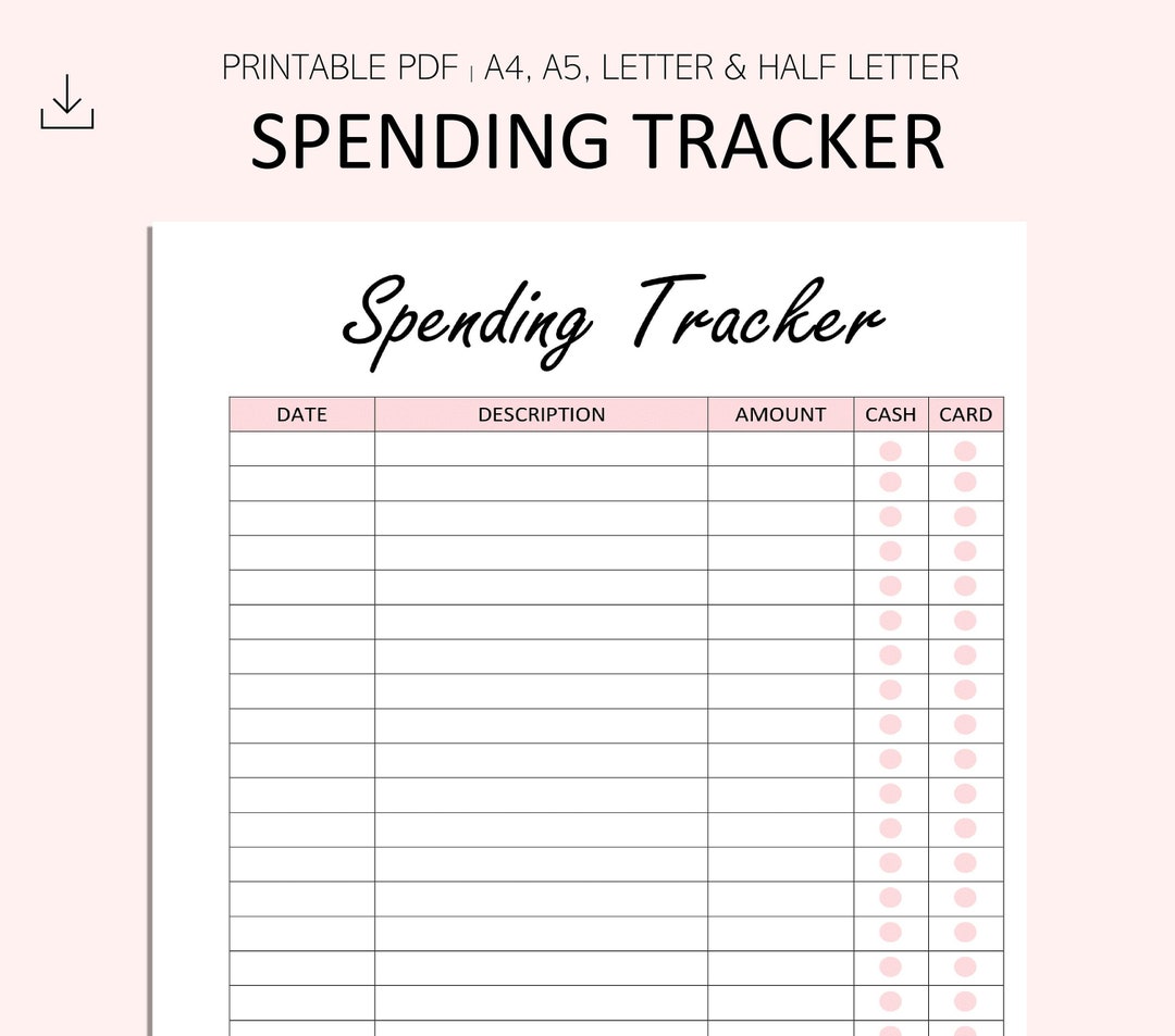 Spending Tracker Expense Tracker Printable Spending Log Purchase ...