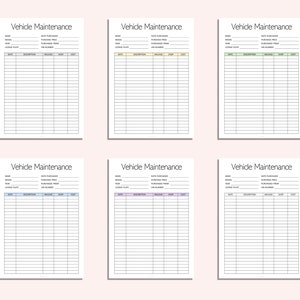 Vehicle Maintenance Log - Vehicle Service Tracker - Vehicle Repairs ...
