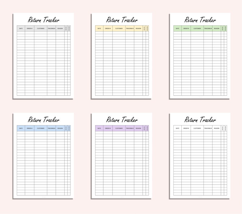 Return Tracker Printable Refund Tracker Store Sale Log | Etsy
