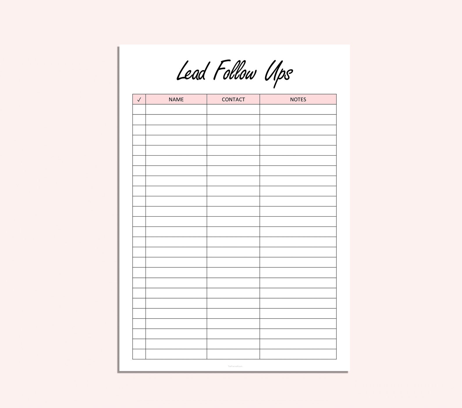 Leads Follow Ups List Printable - Leads Tracker Printable - Business ...
