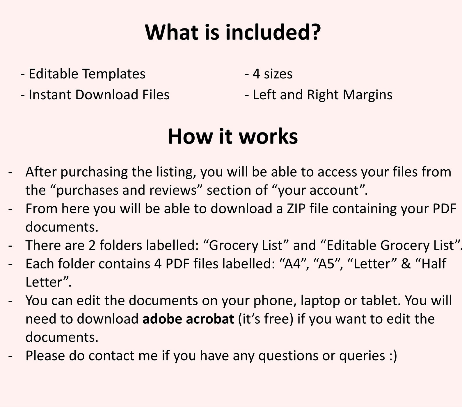 Editable Grocery Printable Grocery Planner Grocery Checklist Food ...